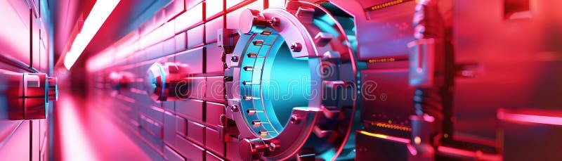 3D Render Icon a Secure Vault Opening To Reveal a Safe and Secure Data ...