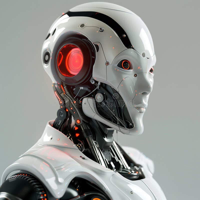 Sentient Robot in Futuristic Room. Generative Ai Stock Illustration ...