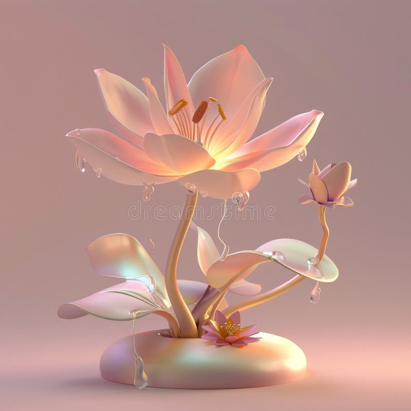 3D Render Icon a Singing Flower Icon 3d Technology Stock Illustration ...