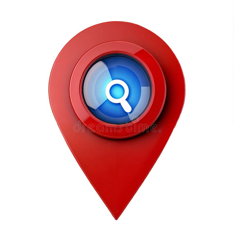 3d Render of Icon Symbol Design of a Red Map Marker Pin with a ...