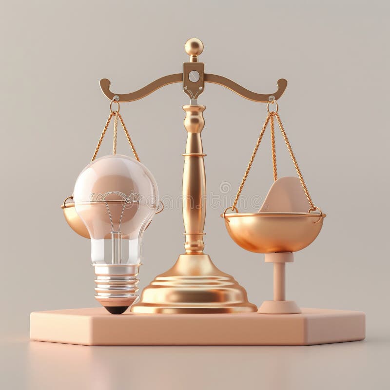 3D Render Icon Symbolic Objects Like Scales for Justice or Lightbulbs ...