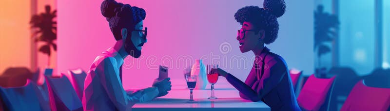 3D Render Icon Two Characters at a Networking Event Exchanging Business ...