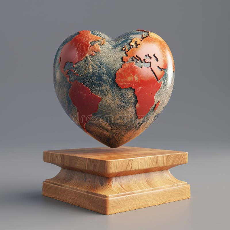 3D Render Icon a World Filled with Love Icon 3d Style Stock ...