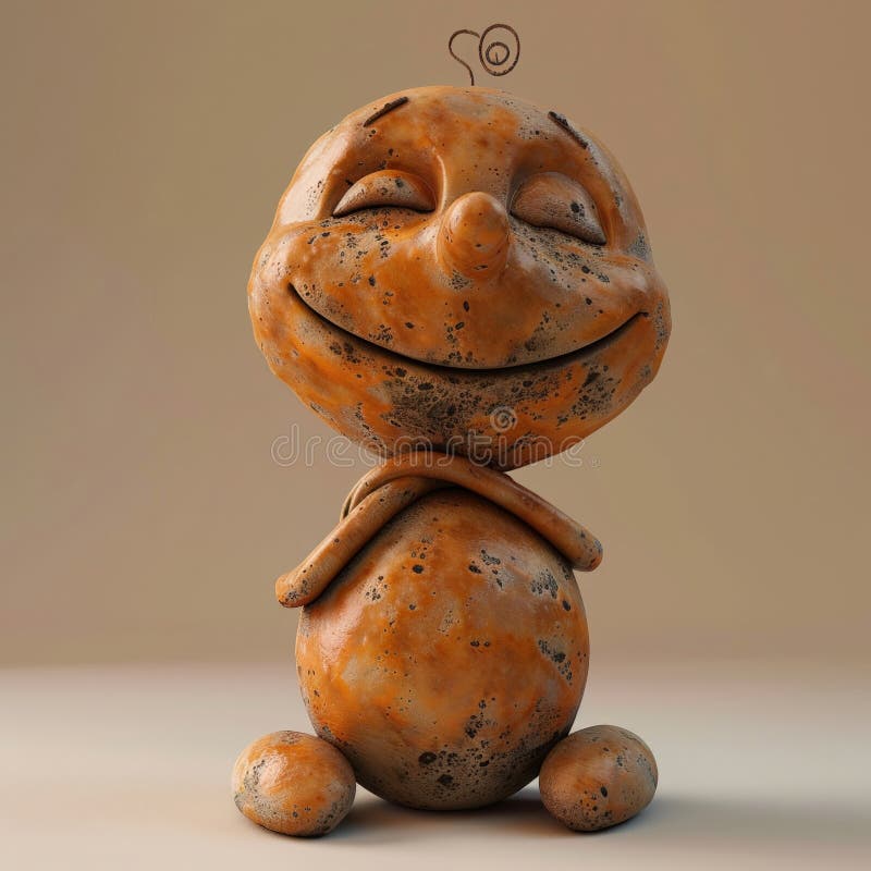 3D Render IconA Clay Character Representing Fire with a Fiery Aura and ...