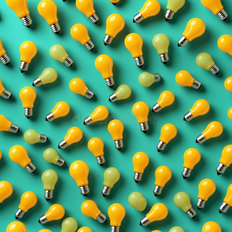 3D Render of Idea Light Bulb Pattern on a Colored Background Stock ...