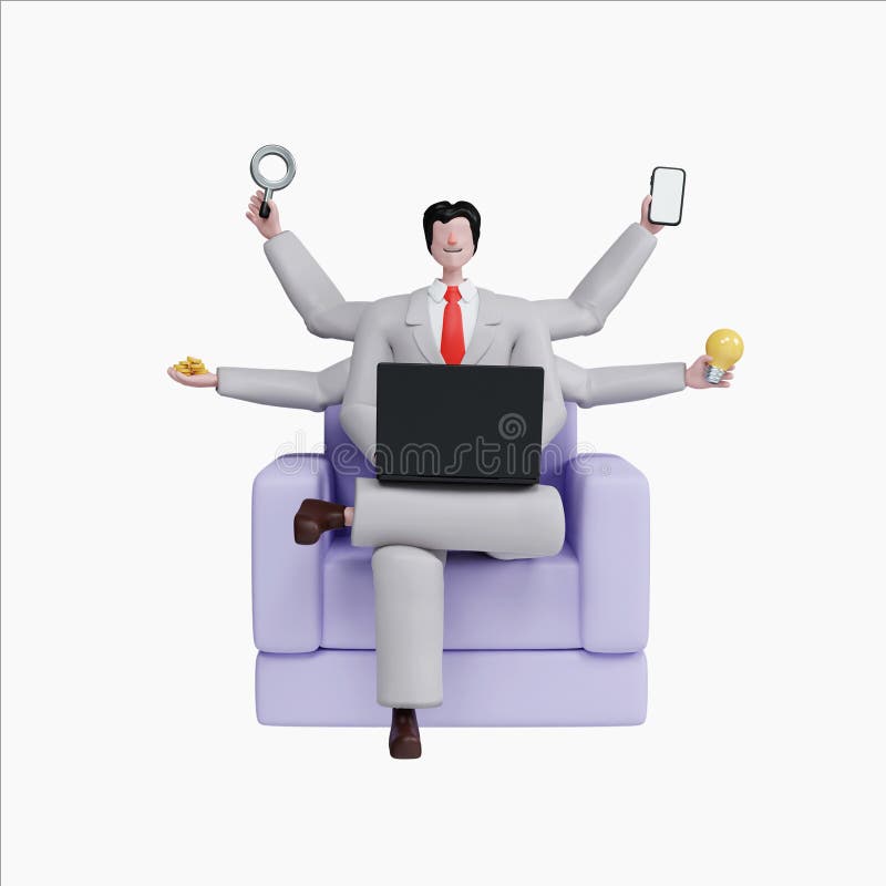 Business Multitasking Concept with a Character Juggling ...