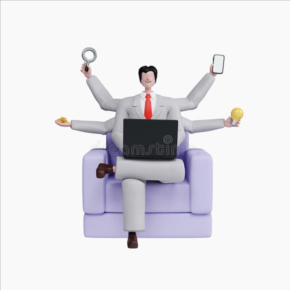 Business Multitasking Concept with a Character Juggling ...