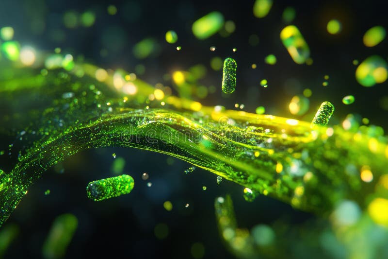 3D Render Illustrating Diverse Microbes Interacting in an Abstract ...