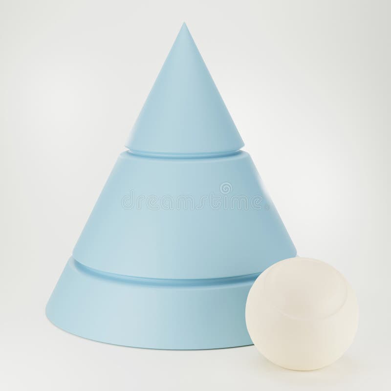 3d Render Illustration, Abstract Cone Object with Round Element ...
