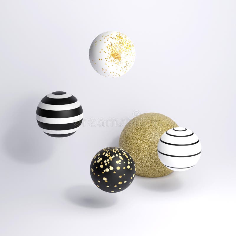 3d Render Illustration Abstract Sphere Shape Background with Gold ...