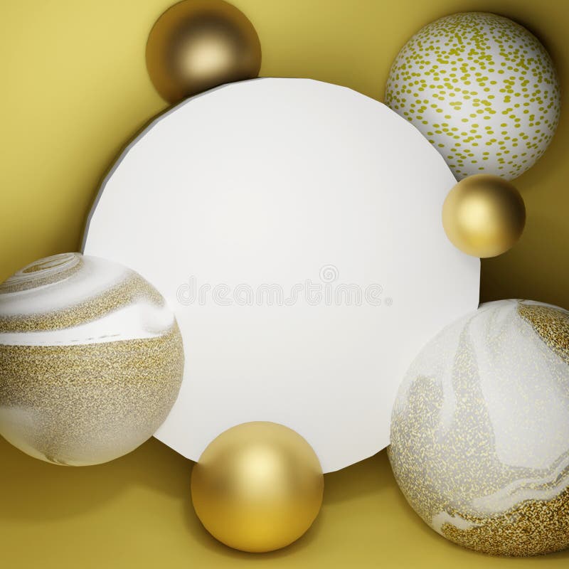 3d Render Illustration Abstract Sphere Shape Background with Gold ...