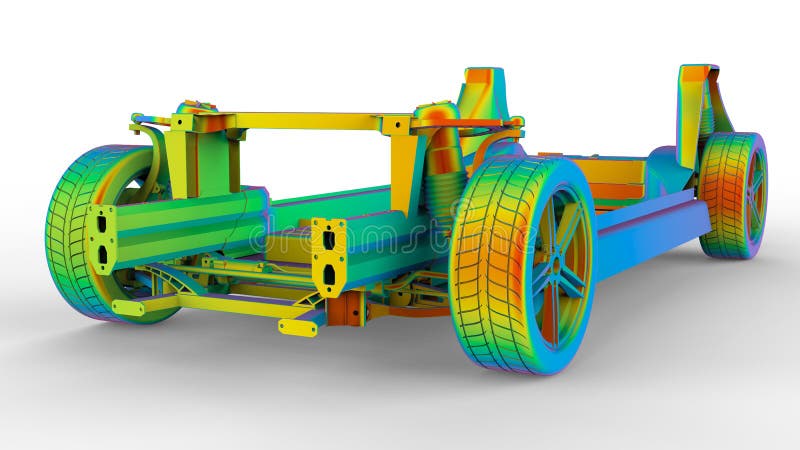 3D Rendering - Aluminum Car Chassis Structure Stock Illustration ...