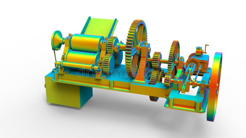 3D Rendering - Structural Analysis of an Assembly Line with Cogs Stock ...