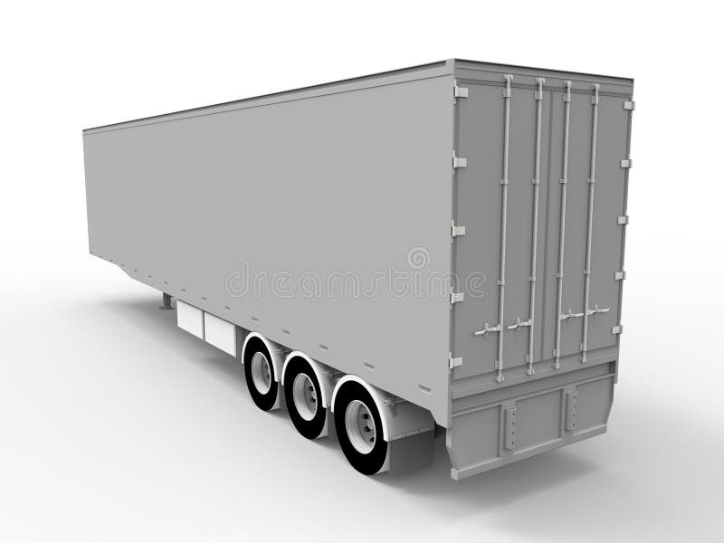 Truck Trailer With Container Back View. Isolated On White Background ...