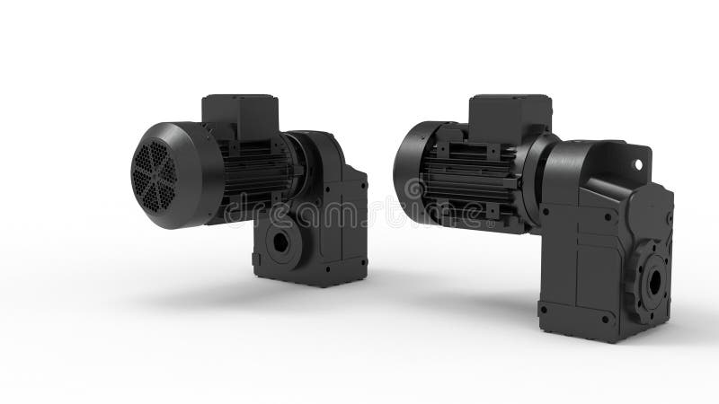 3D Rendering - Black Electric Motor with Gear Reducer Assembly Stock ...