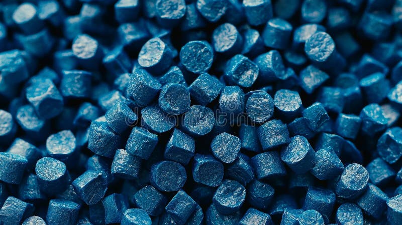 3D Render Illustration of Blue Polypropylene Granules in a Masterbatch ...