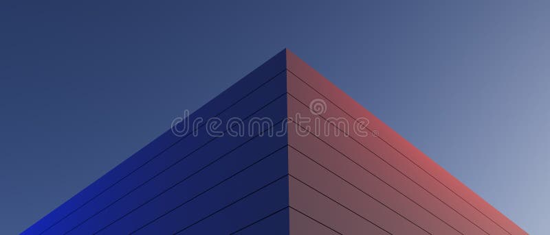 3d Render Illustration a Blue and Red Building with a Blue Stripe Stock ...