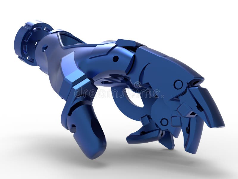 3D Render - Blue Robotic Arm Stock Illustration - Illustration of close ...