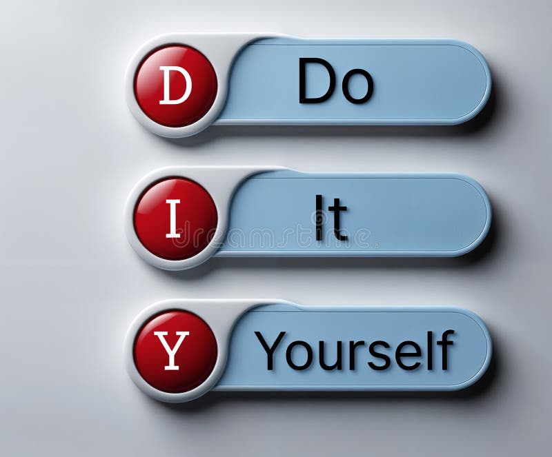 3d Illustration Render of Button Banner Design for Word Text DIY ...