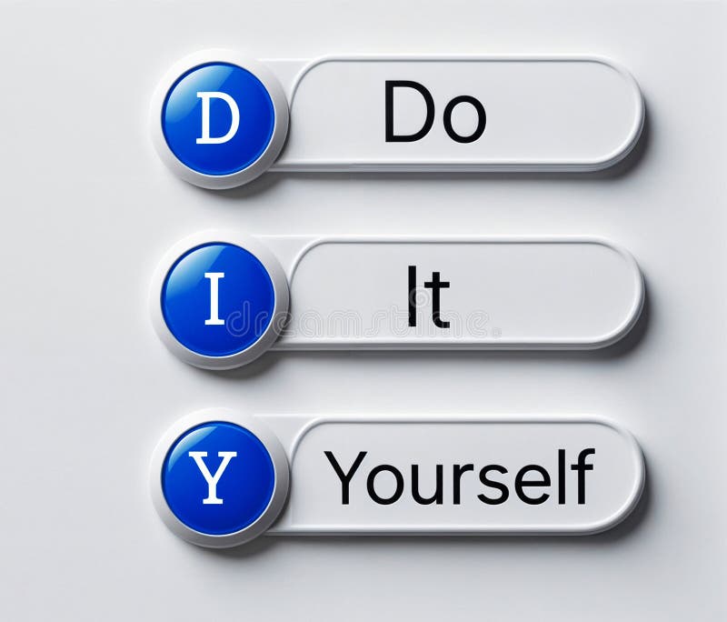 3d Illustration of Button Style Banner Design for Text Word DIY Acronym ...