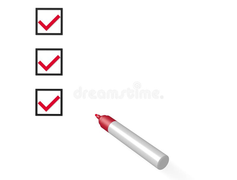 Checklist marked red stock illustration. Illustration of mark - 210751493