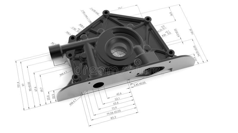 3D Rendering - Computer Aided Design Mechanical Part Housing Stock ...