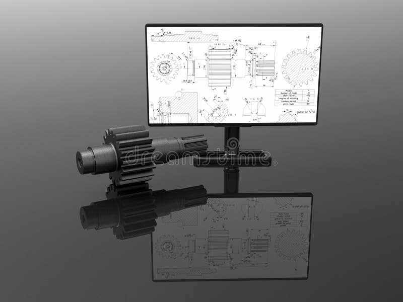 3D Rendering - Design a Mechanical Shaft on a Computer Stock ...