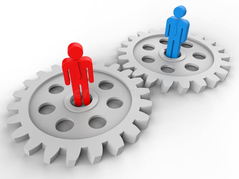 3D Render - Gear Team Work between Two Different Businessmans Stock ...