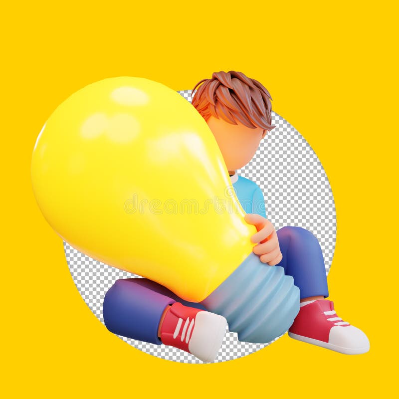 3d Illustration Cute Boy Get an Idea Stock Photo - Illustration of ...