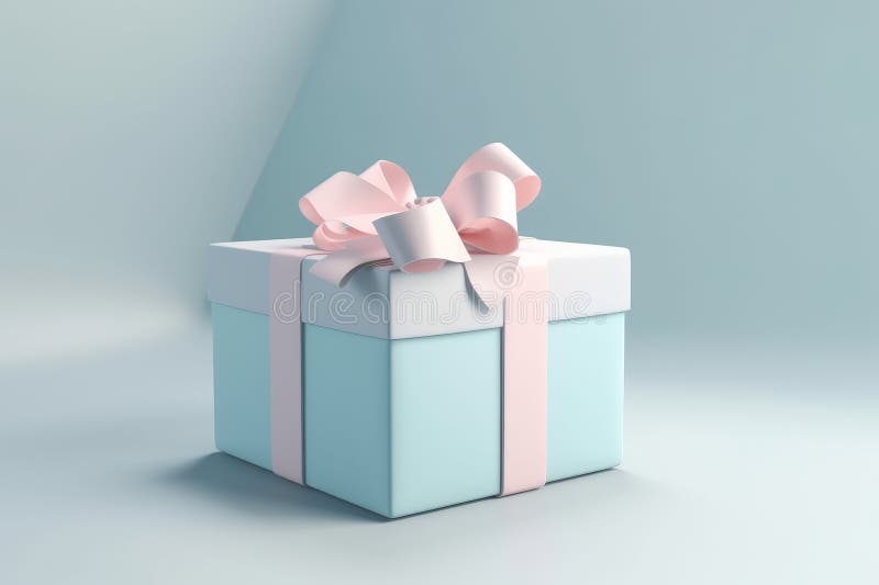 3d Render Illustration of Cute Gift Box with Ribbon Generative AI Stock ...