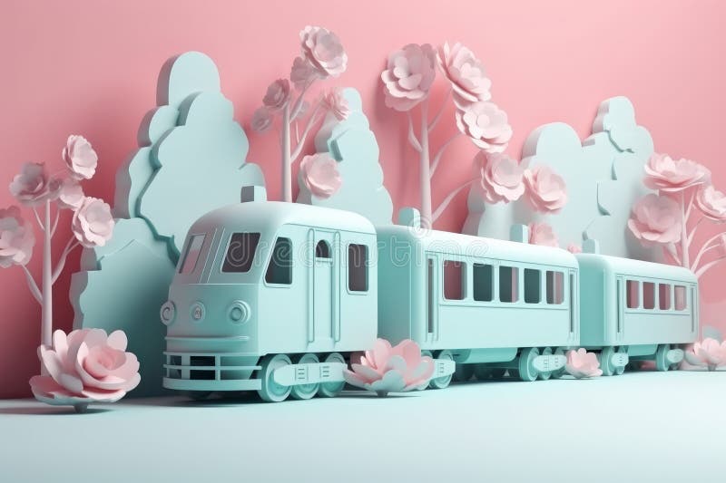 3d Render Illustration of Cute Modern Train Generative AI Stock ...
