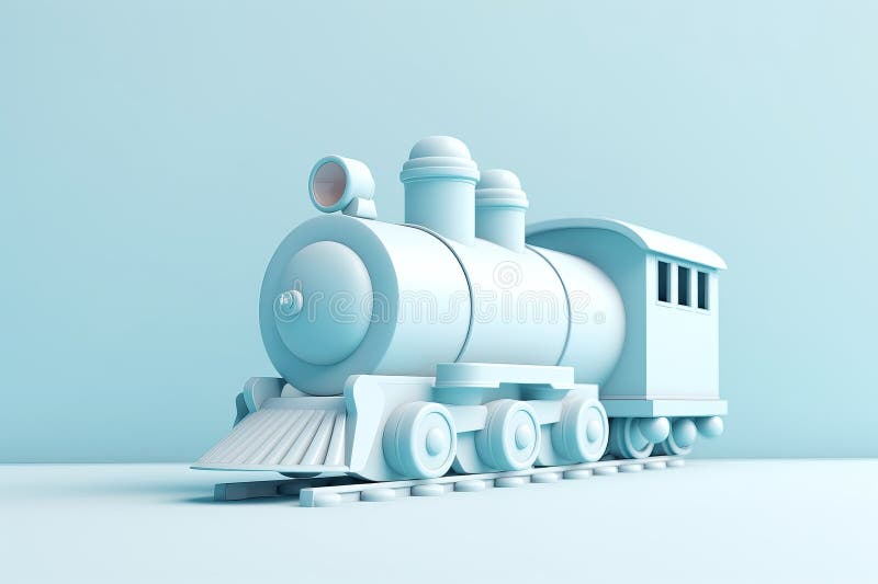 3d Render Illustration of Cute Sky Blue Modern Train Generative AI ...