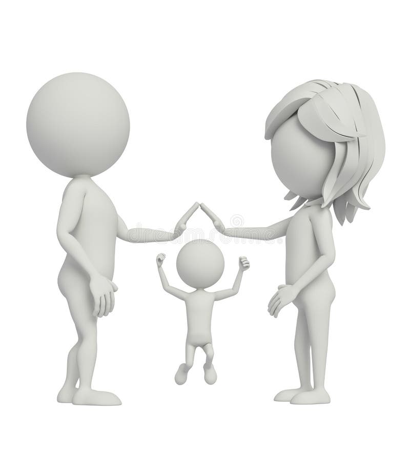 3d White Characters Playing with Child Stock Illustration ...