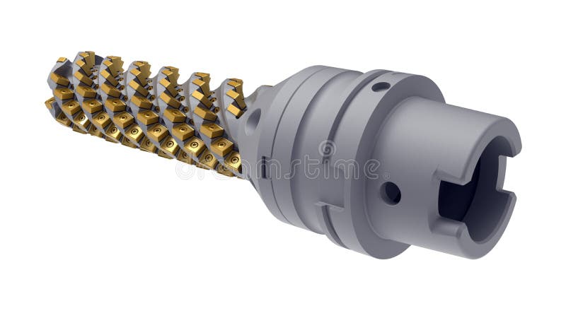 3D Render - Detailed Cutting Tool with Golden Carbide Cutter Inserts ...
