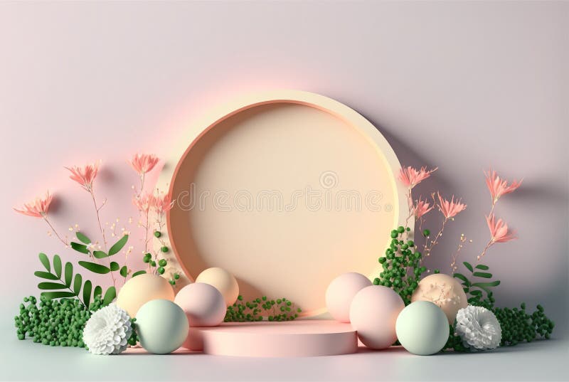 3D Render Illustration of Easter Greeting Background Banner with ...