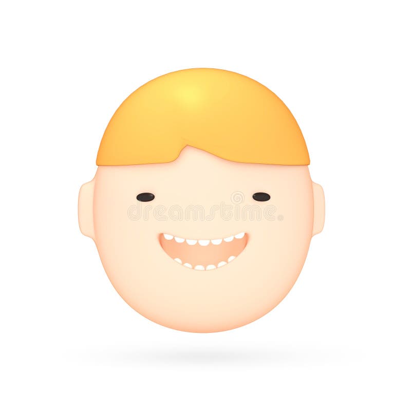3D Render Illustration. Face with Smile of Joy Emoji on White ...