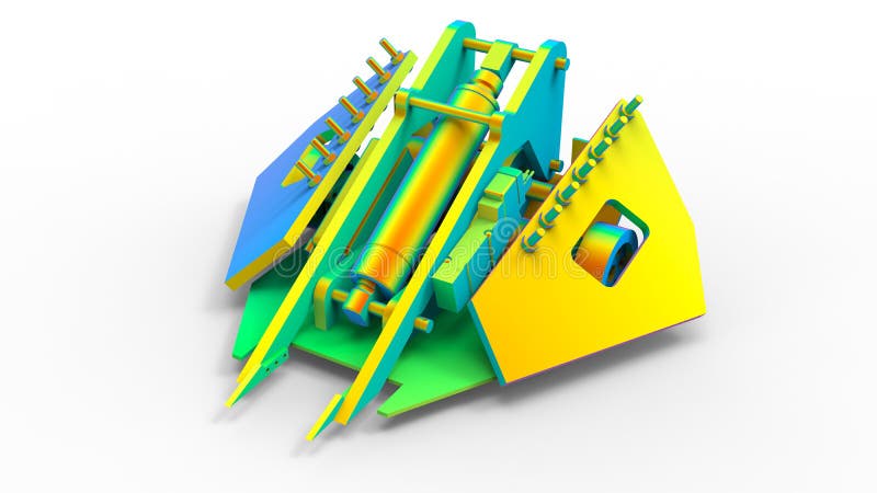 3D Rendering - FEA Analysis of a Robot on Wheels Stock Illustration ...