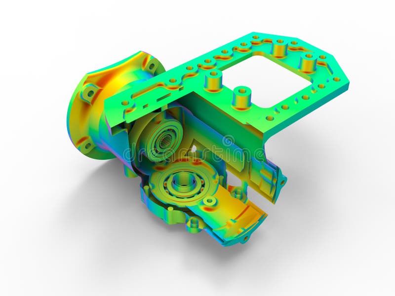 3D Rendering - Mechanical Assembly FEA Section View Stock Illustration ...