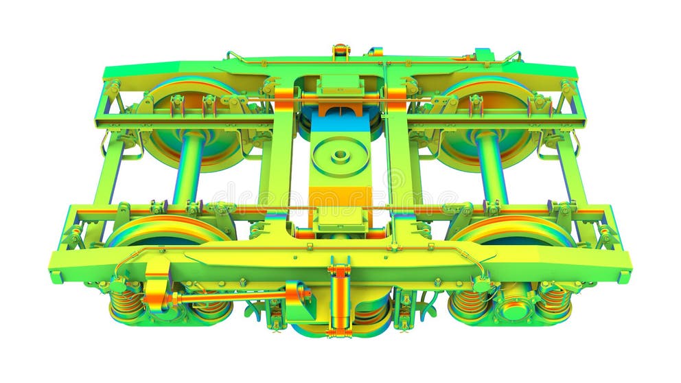 3D Rendering - Train Chassis Finite Element Analysis Stock Illustration ...