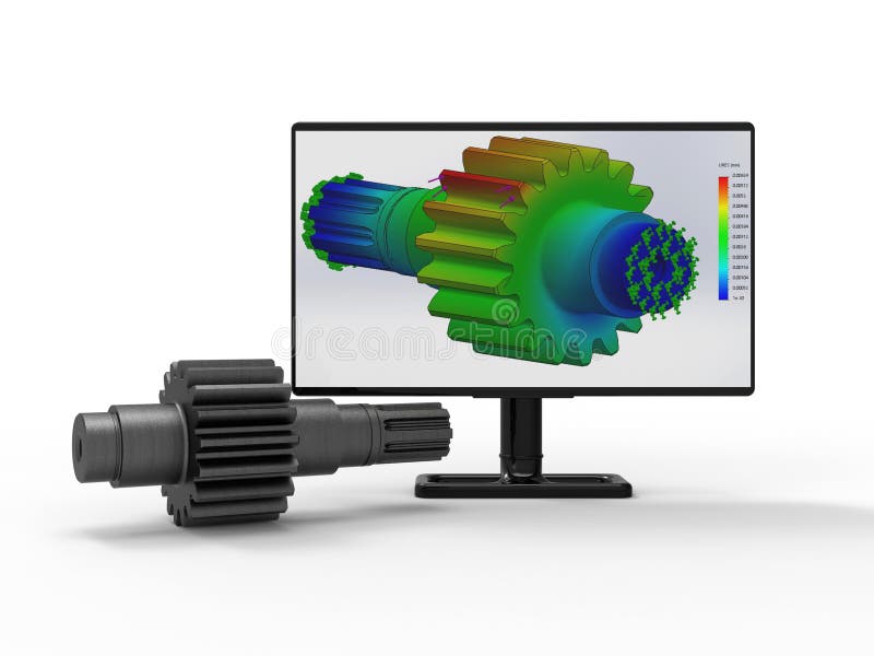 3D Rendering - Shaft Finite Element Analysis Simulation Stock ...
