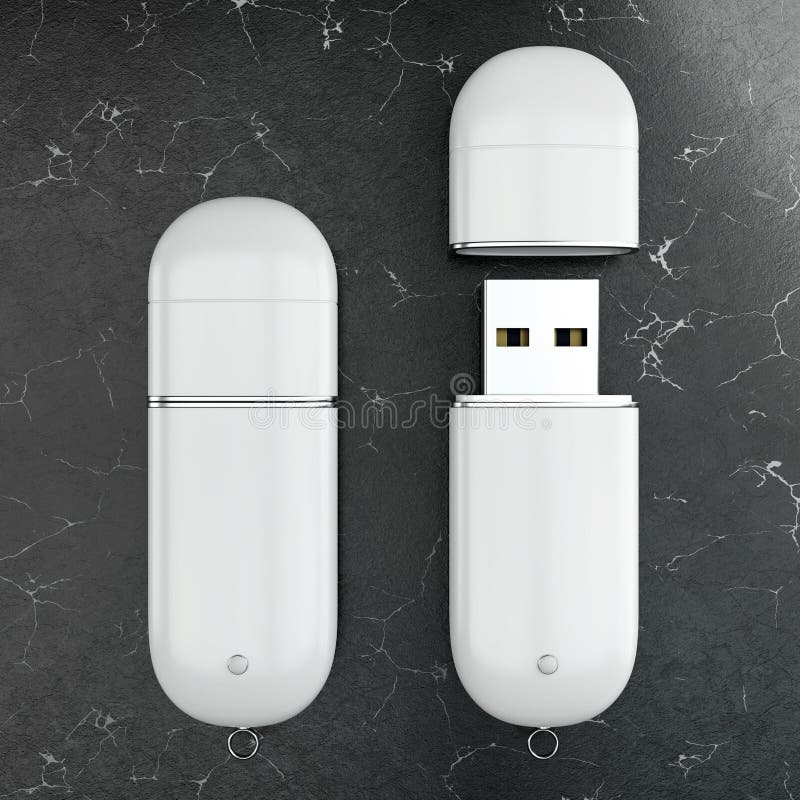 3d Render Illustration of a Flashdrive Mockup on Black Marble ...