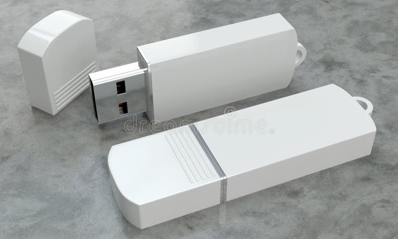 3d Render Illustration of a Flashdrive Mockup on Concrete Background ...