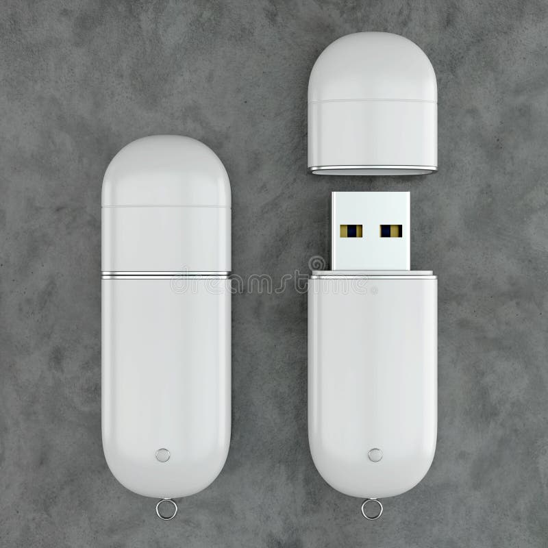 3d Render Illustration of a Flashdrive Mockup on Concrete Background ...