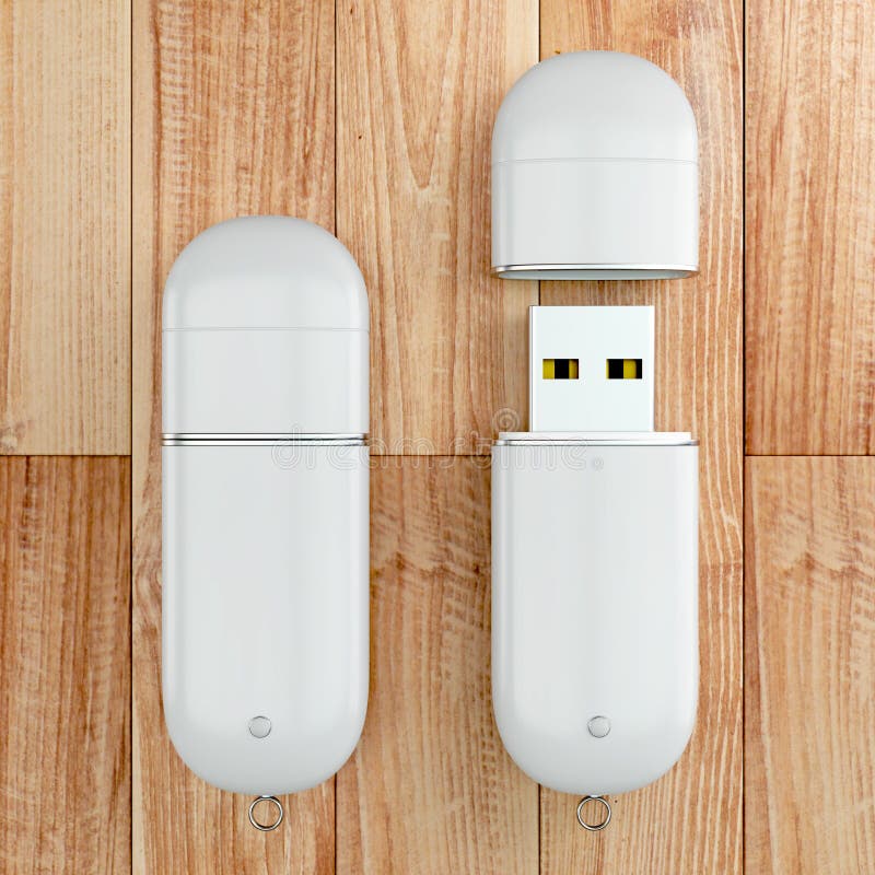 3d Render Illustration of a Flashdrive Mockup on Wooden Background ...