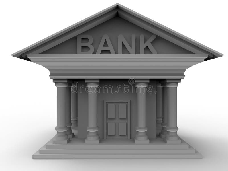 Front View of a 3D Bank Building Stock Illustration - Illustration of ...