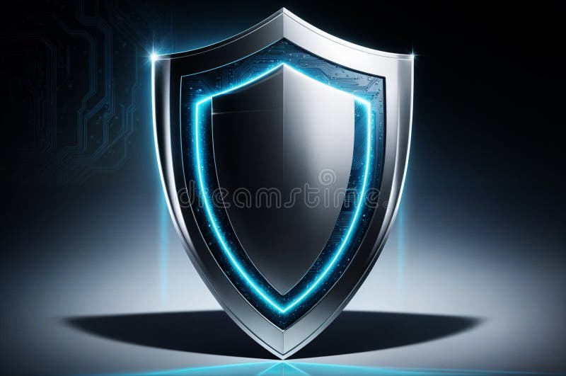 3d Render of a Futuristic Security Shield with Blue Highlights Stock ...