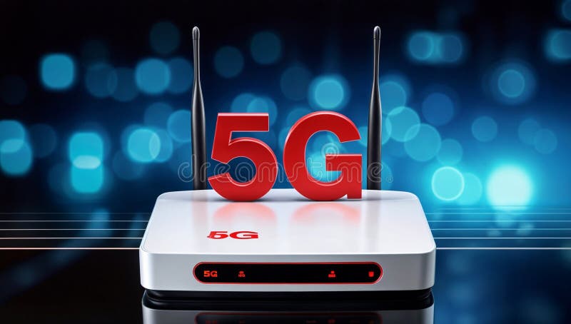 3d Illustration Render of a 5G Router with the Number 5G Stock ...