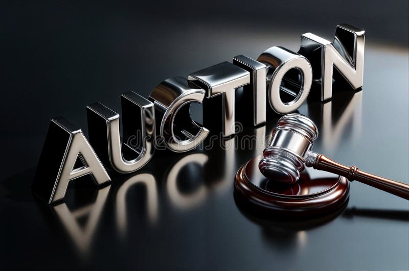 3d Render Illustration of Gavel and Text Word "AUCTION" Stock ...