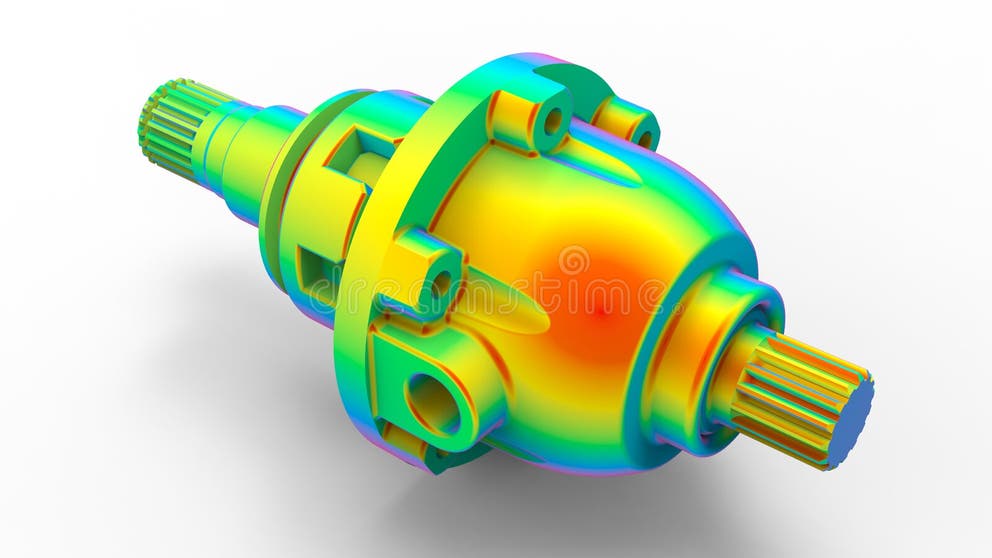 3D Rendering - Gearbox Finite Element Analysis Stock Illustration ...