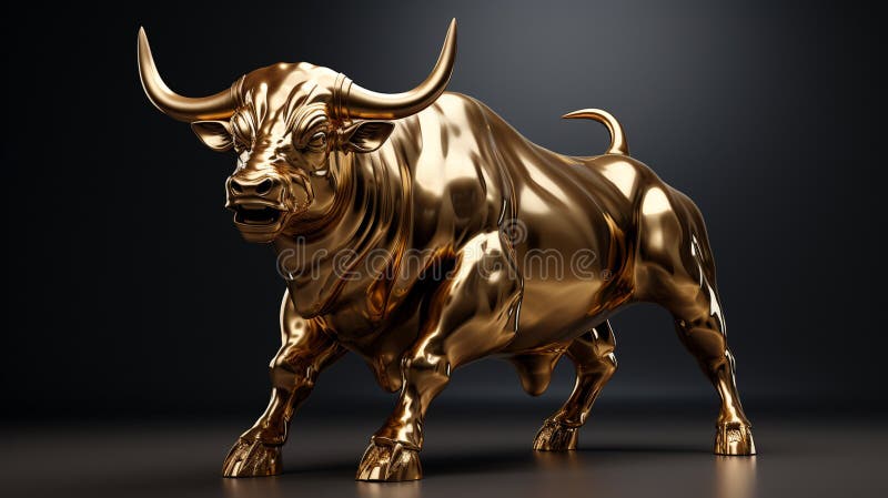 3D Render Illustration of Golden Bull Stock Illustration - Illustration ...